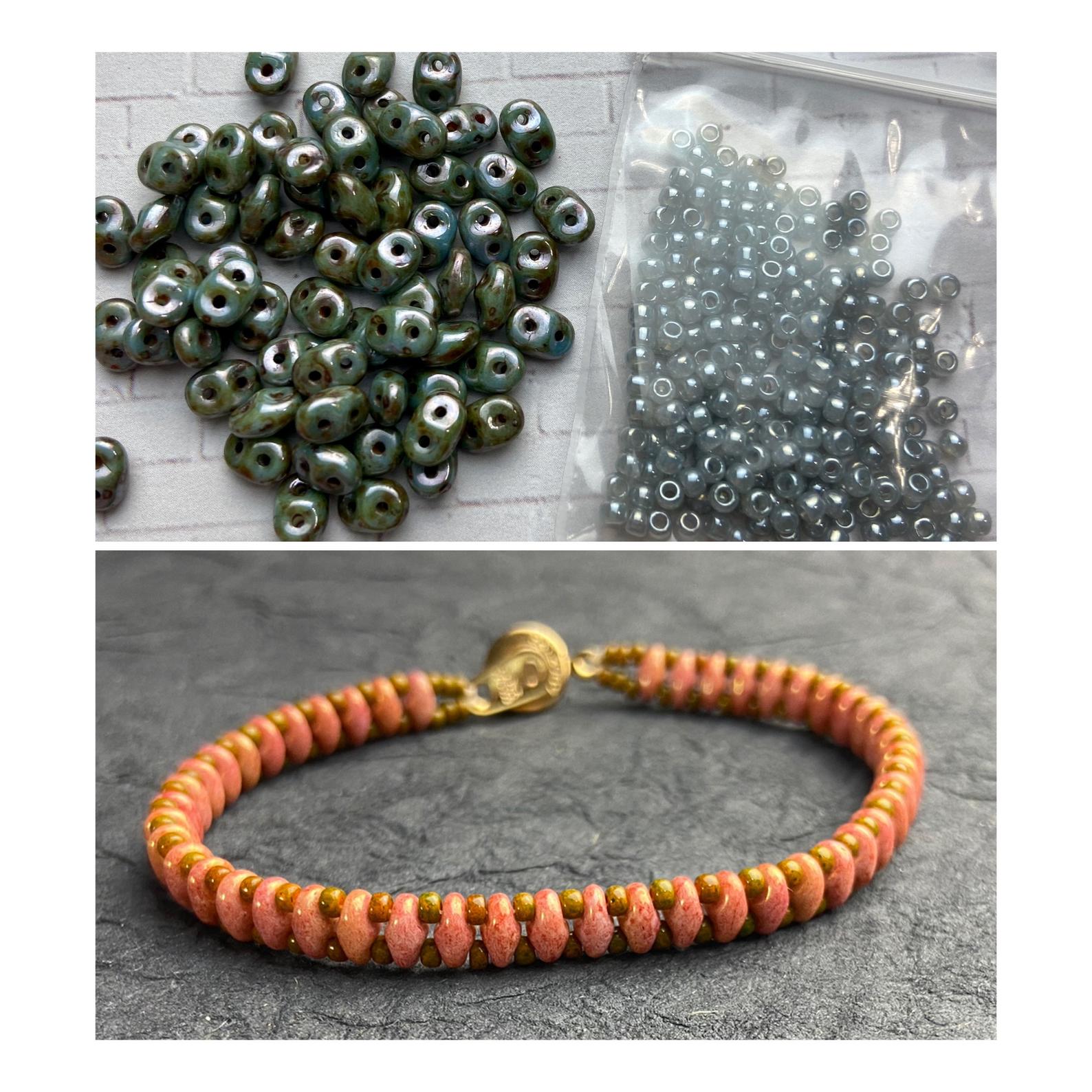 Kit Lazure Blue Picasso Gray Simple Superduo Bracelet Easy No Tools ...