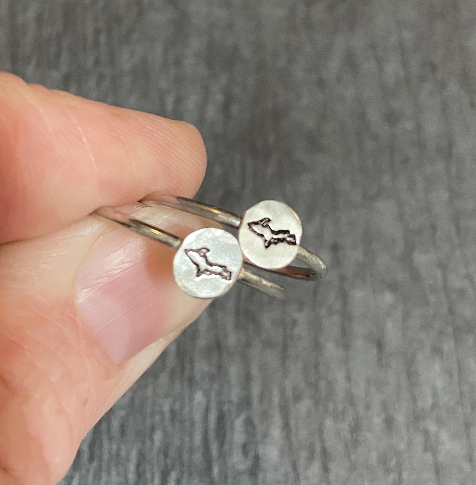 Upper Peninsula Michigan Petite Sterling Silver Ring Stamped Handmade ...