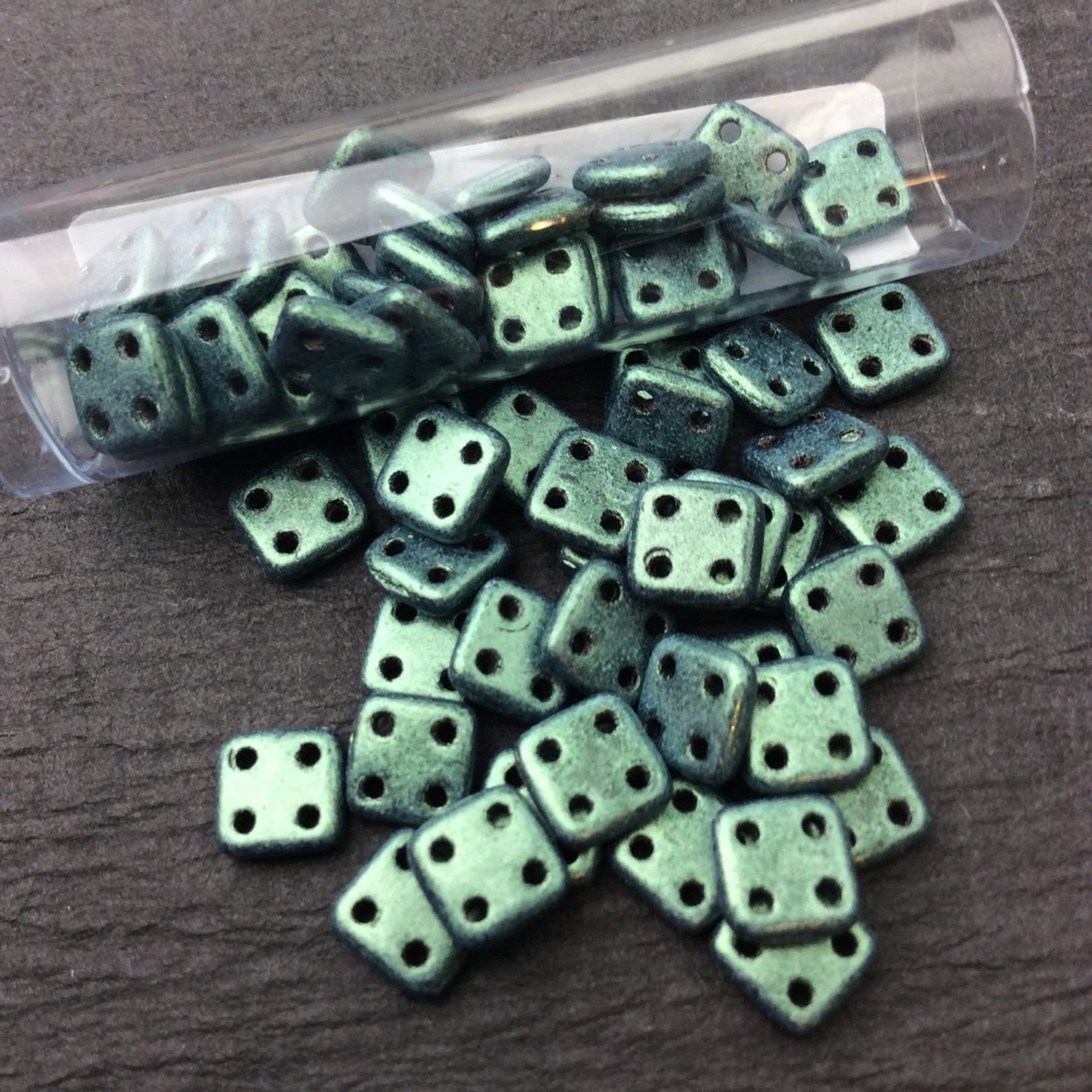 Quadratile 6x6mm Czech Glass Beads Metallic Suede Light Green #79051mjt ...